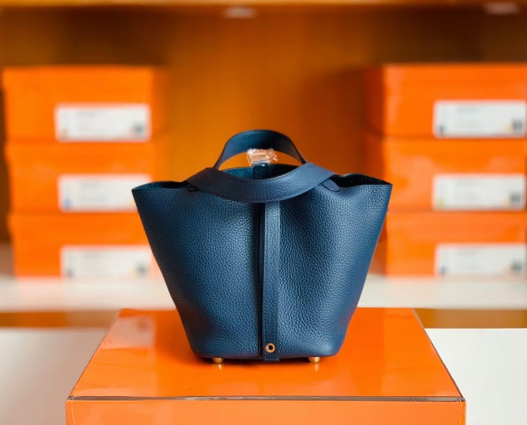 Hermes Picotin TC Leather Gem blue Gold Hardware 18cm Full Handmade ...