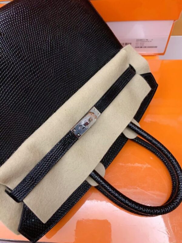 Hermes Birkin Lizard CK89 Black Silver Hardware 25cm Full Handmade ...