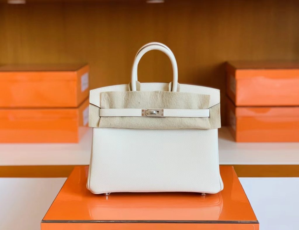 Hermès Birkin Epsom ck10 Creamy White Silver Hardware 25cm Full ...