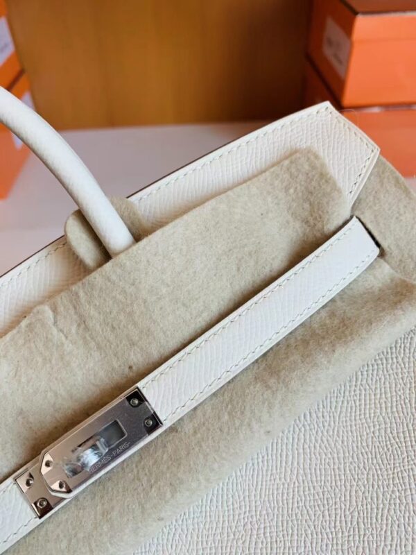 Hermès Birkin Epsom ck10 Creamy White Silver Hardware 25cm Full ...