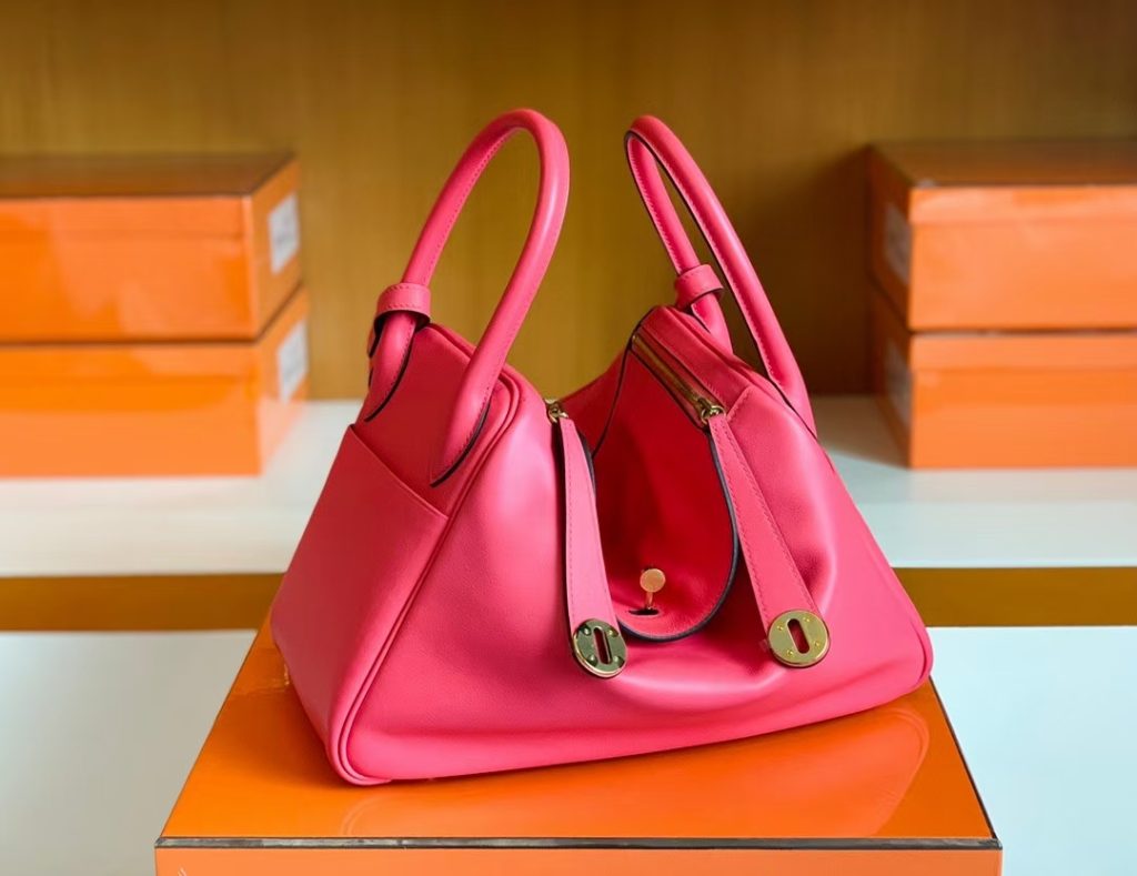Hermès Lindy Swift 8W lipstick pink Gold Hardware 30cm Full Handmade ...